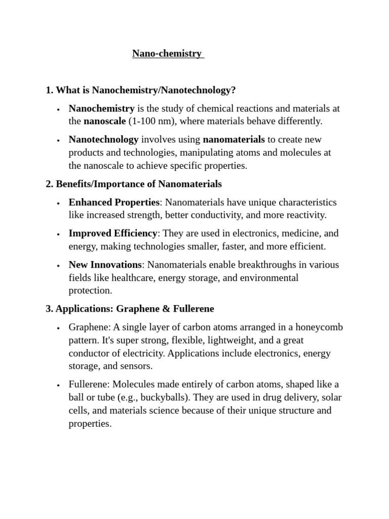 Understanding Nanochemistry and Its Applications | PDF