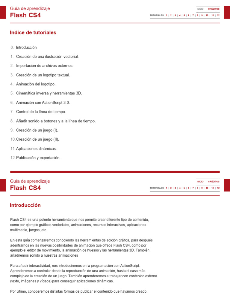 Tutoriales de Flash CS4: Guía Completa | PDF | Adobe Flash | Ventana ...