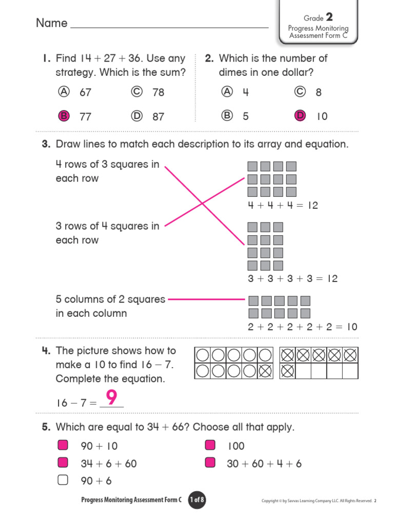 Grade_2_Progress_Monitoring_Assessment__Form_C__Answer_Key | PDF