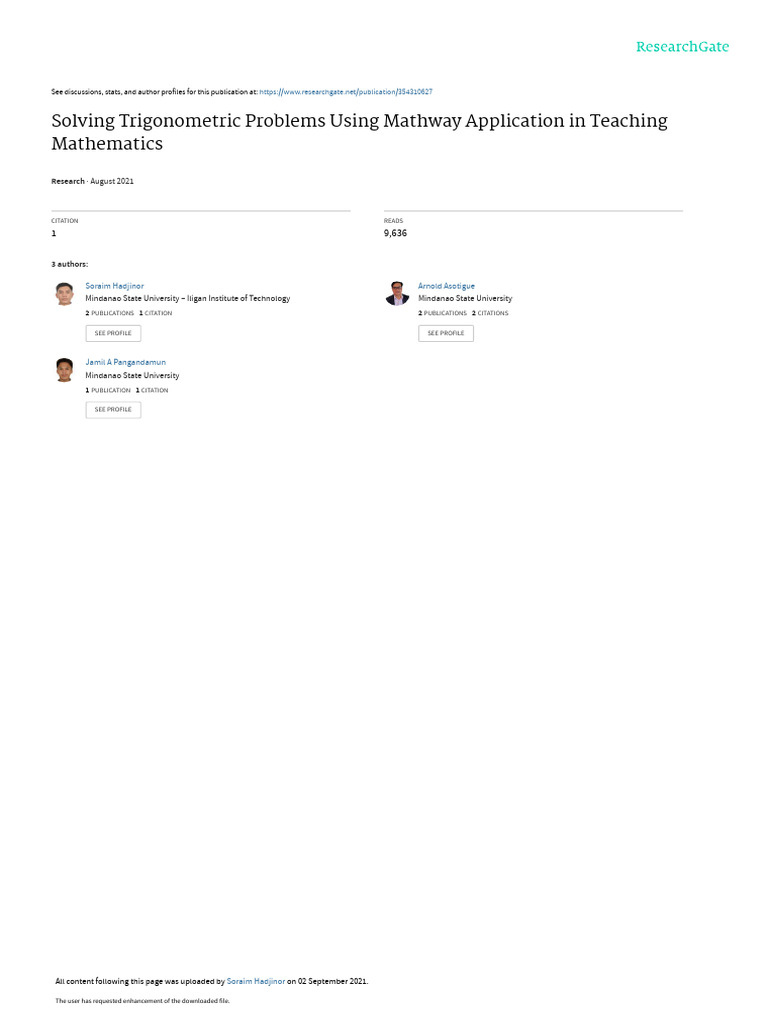 Solving Trigonometric Problems Using Mathway Application in Teaching Mathematics | PDF ...