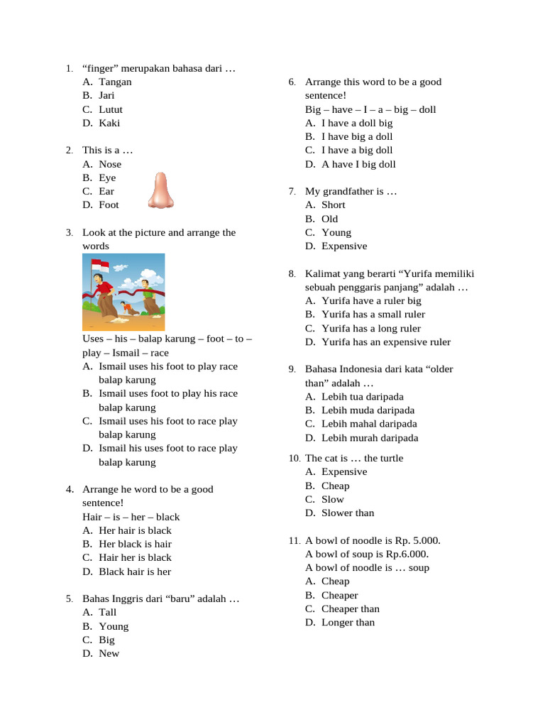 English Language Quiz Answers | PDF | Graphite