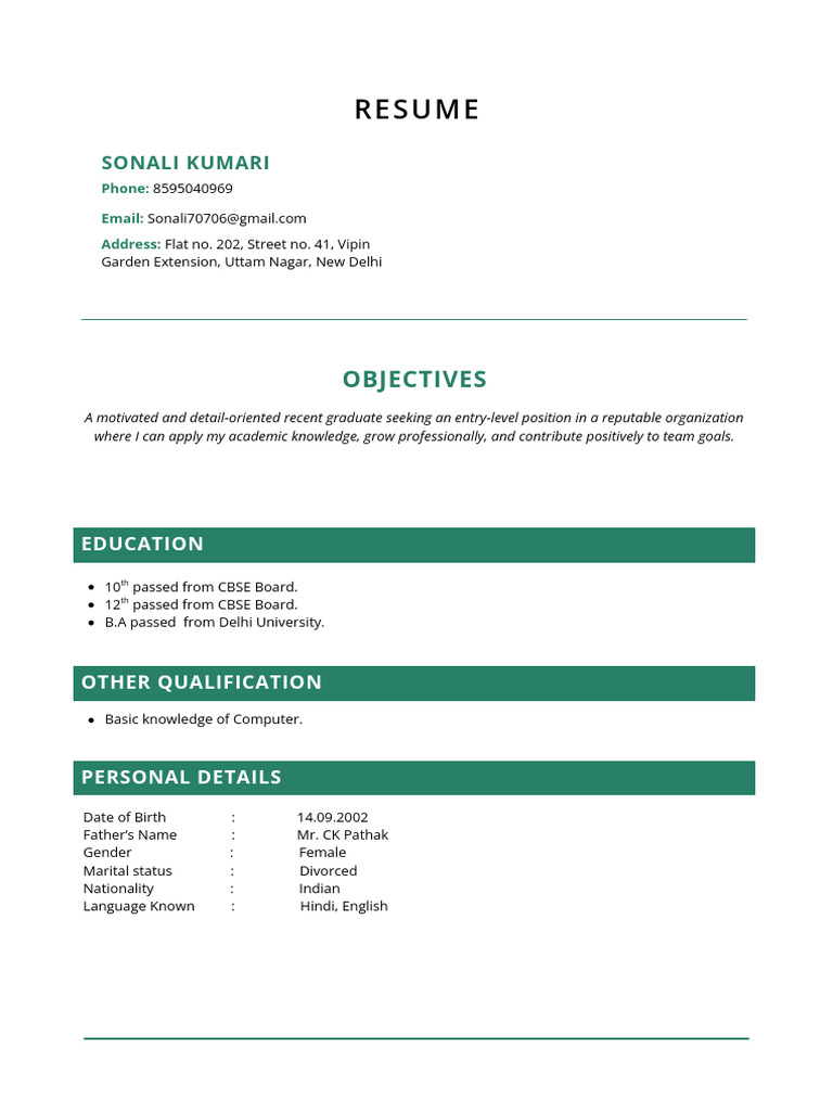 Resume: Objectives | PDF