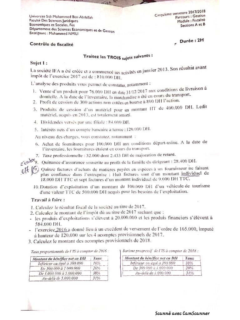Examen Fiscalite | PDF