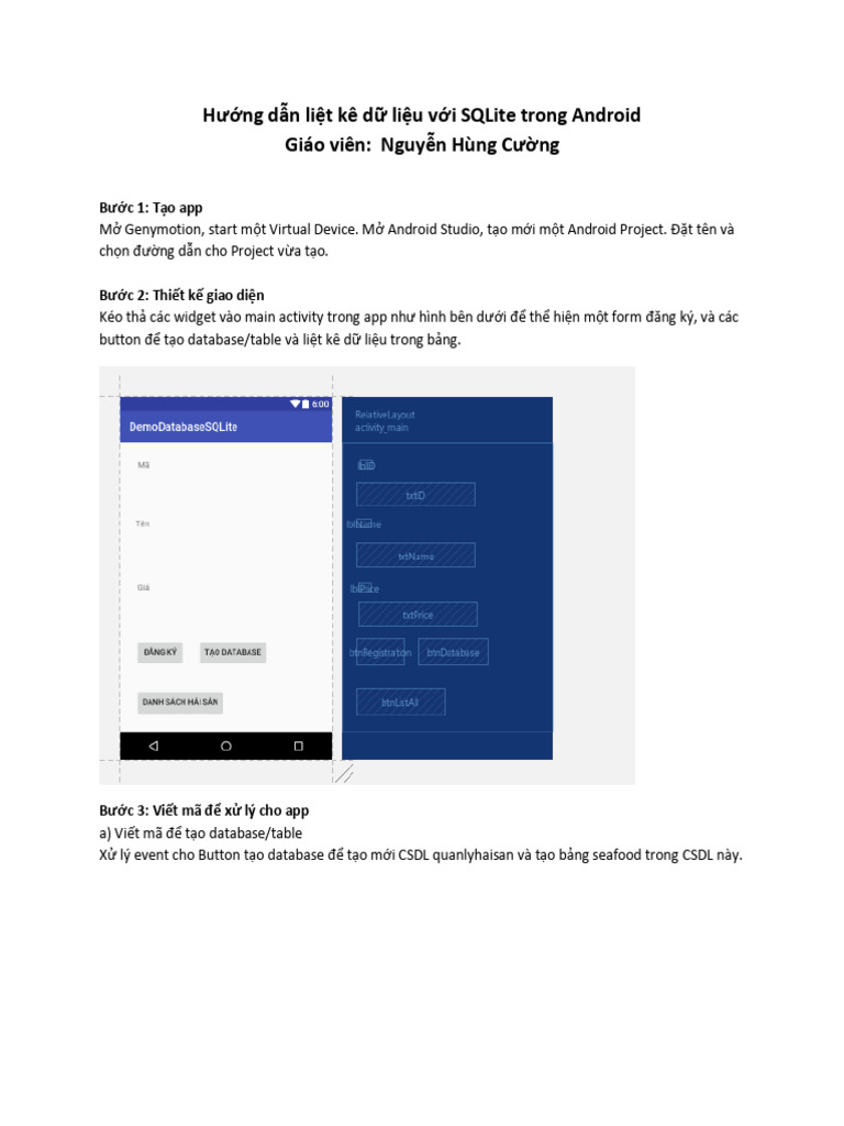Huong Dan Liet Ke Du Lieu Voi SQLite Trong Android | PDF