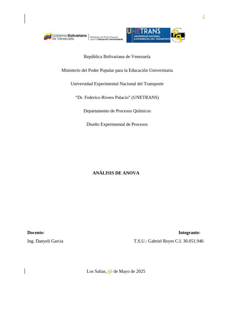 Análisis de ANOVA en Procesos Químicos | PDF | Análisis de variación ...