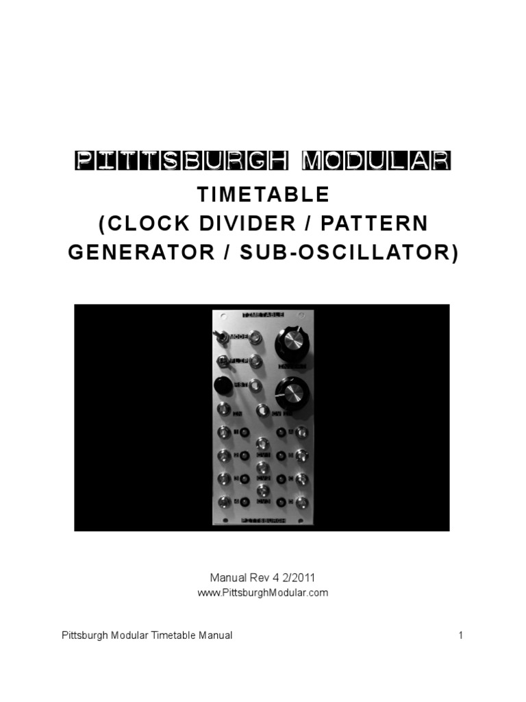 Pittsburgh Modular: Timetable (Clock Divider / Pattern Generator / Sub ...