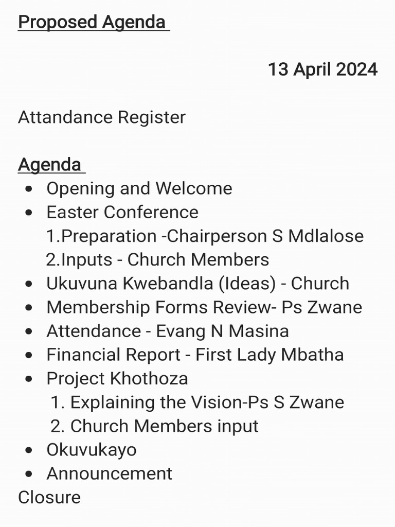Proposed Branch AGM Agenda - 250412 - 123733 | PDF
