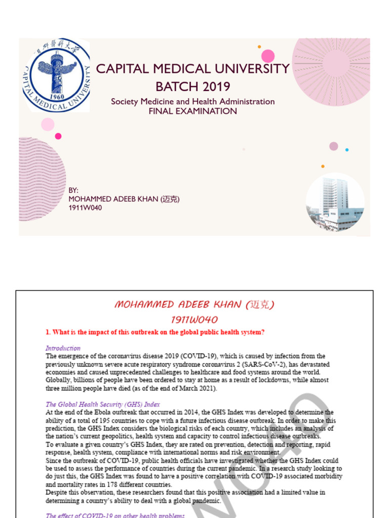 1911W040 MOHAMMED ADEEB KHAN FINAL EXAM (Society Medicine and Health ...
