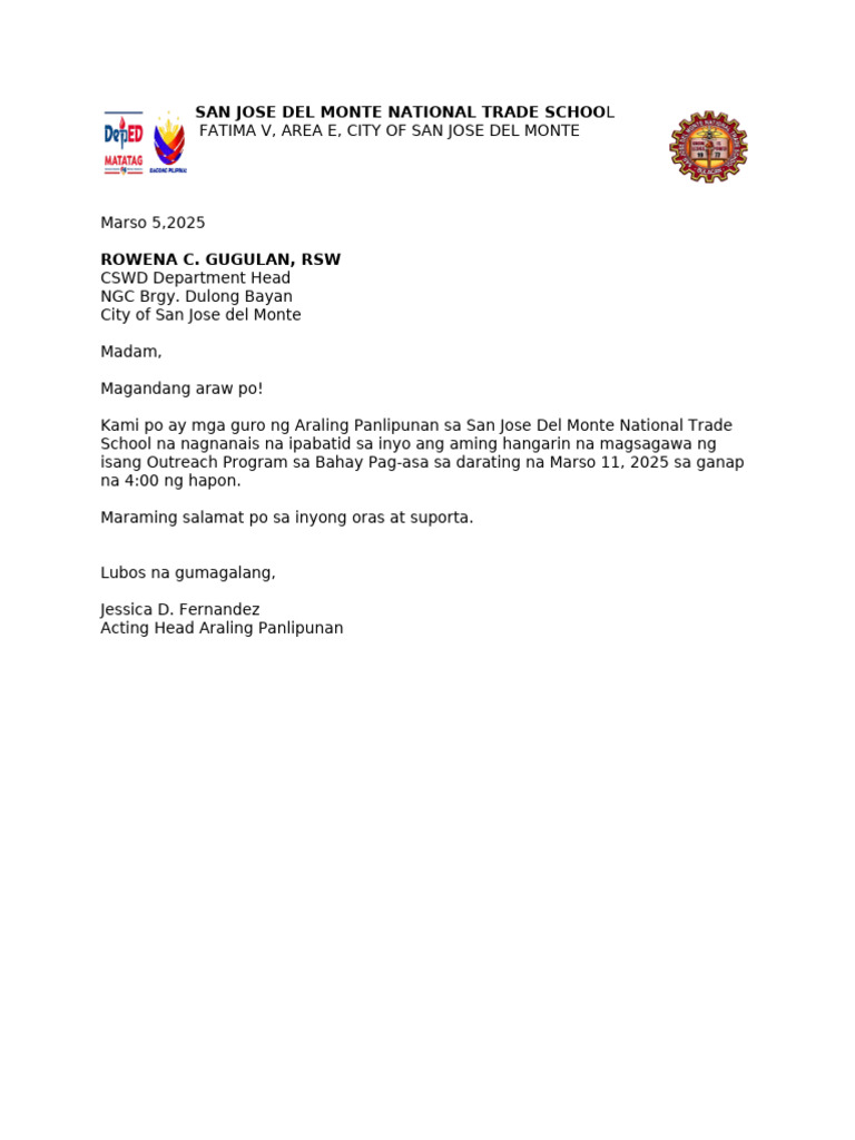 Outreach Program - Letter | PDF