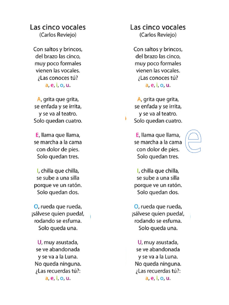 Poema Las Vocales | PDF