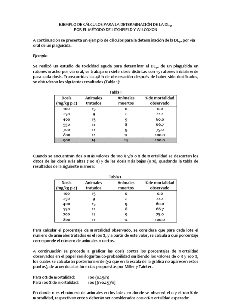 Ejemplo DL50 | PDF | Especialidades Medicas | Toxicología