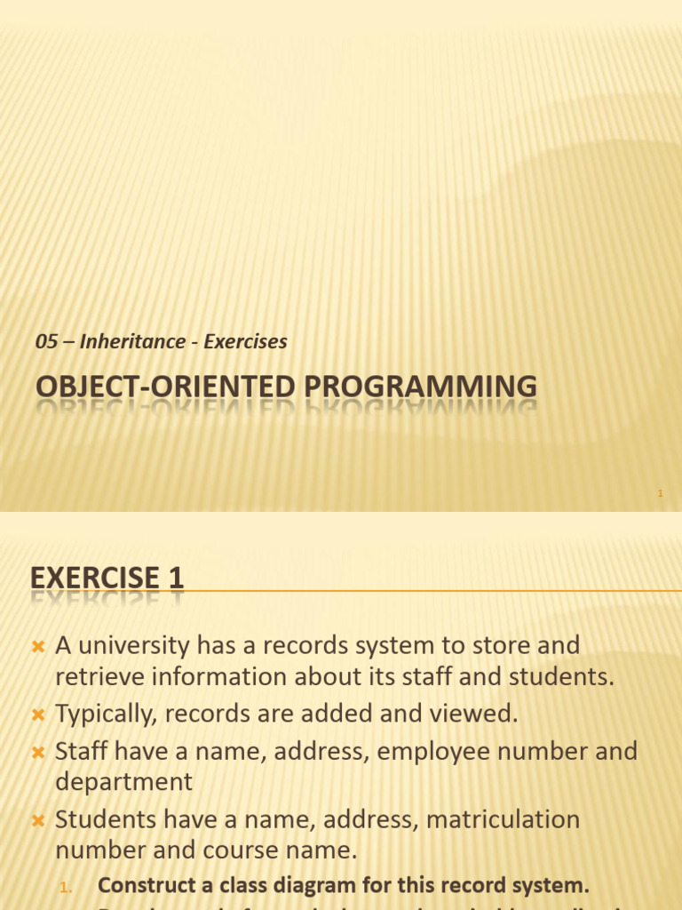 05 - Inheritance - Exercises | PDF