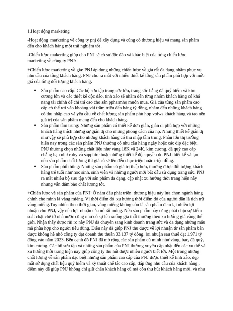 Ho T Đ NG C A PNJ | PDF