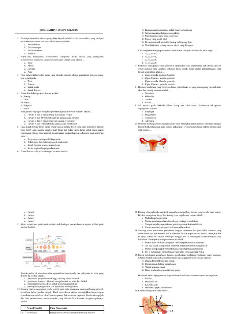 Soal Latihan ASTS Kelas IX IPA | PDF