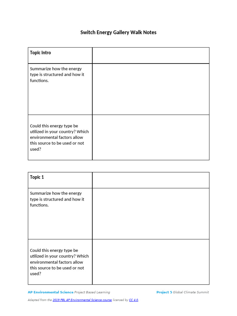 Switch Energy Gallery Walk Notes | PDF | Natural Environment | Earth ...