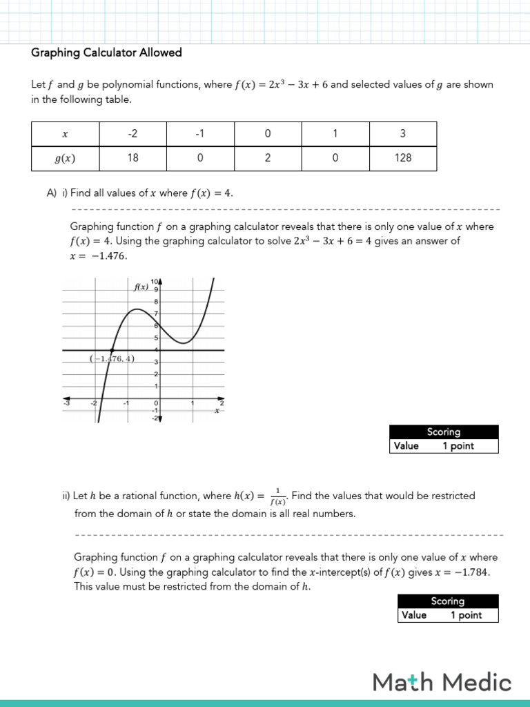 AP Precalc Unit 2 FRQ Solution | PDF | Function (Mathematics) | Asymptote
