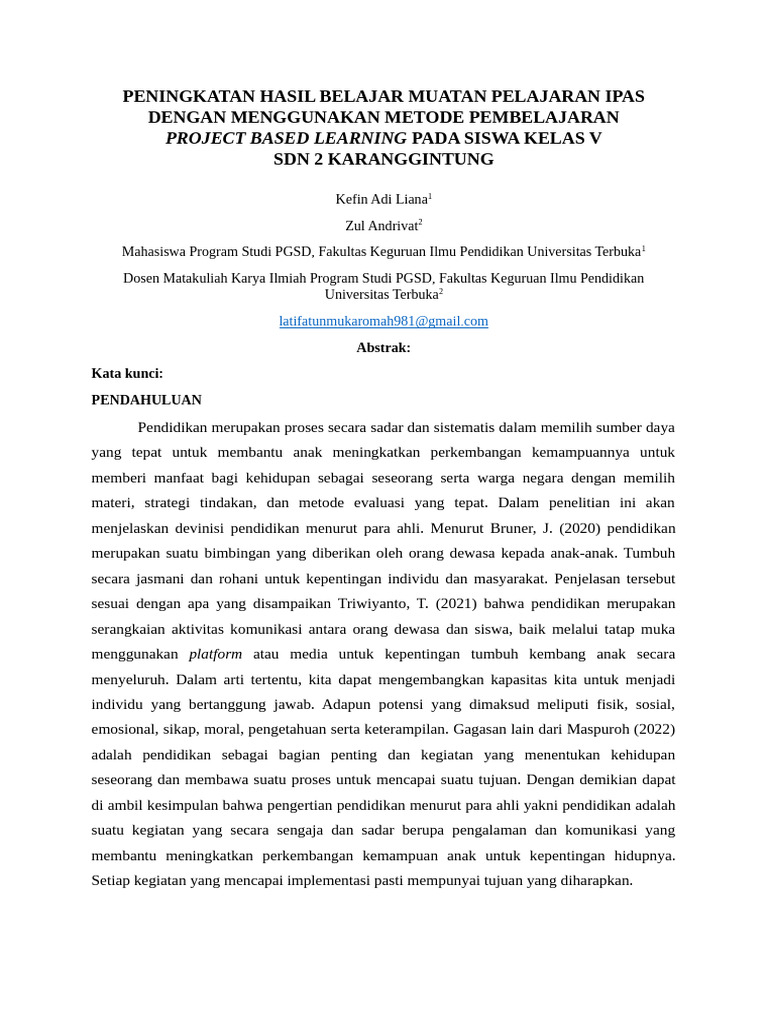 Tugas 3 Karil PENINGKATAN HASIL BELAJAR MUATAN PELAJARAN IPAS DENGAN MENGGUNAKAN METODE ...