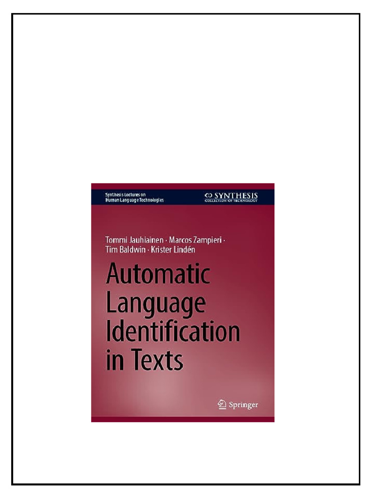 Automatic Language Identification in Texts 1st Edition Tommi Jauhiainen PDF Download | PDF ...