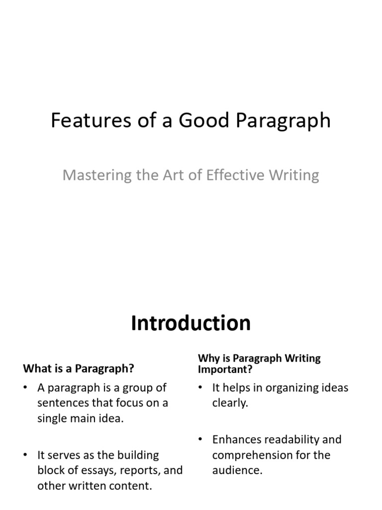 2 Features of A Good Paragraph | PDF | Paragraph | Applied Mathematics