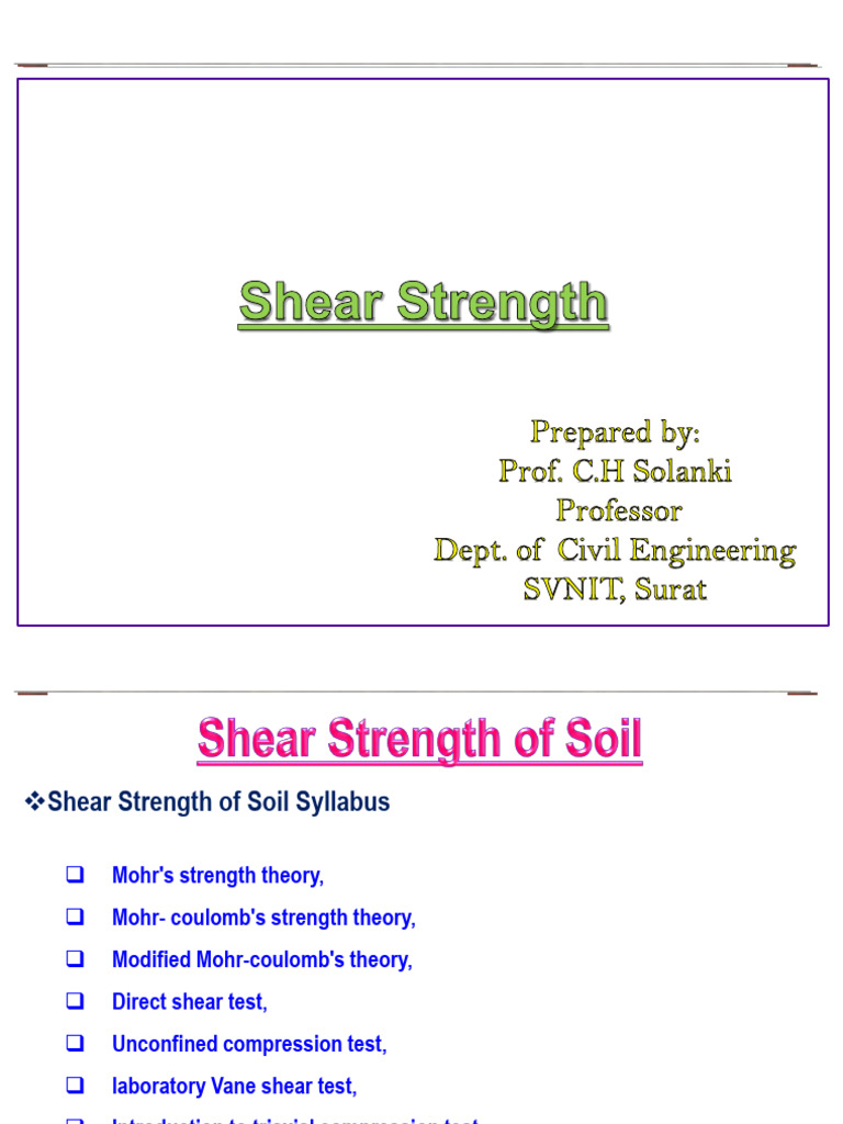 6) Shear Strength | PDF | Soil Science | Natural Materials
