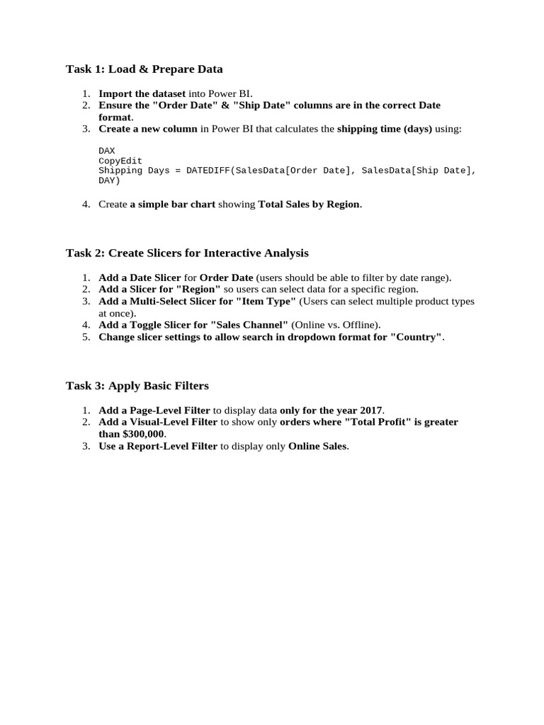 Assignments For Power BI | PDF