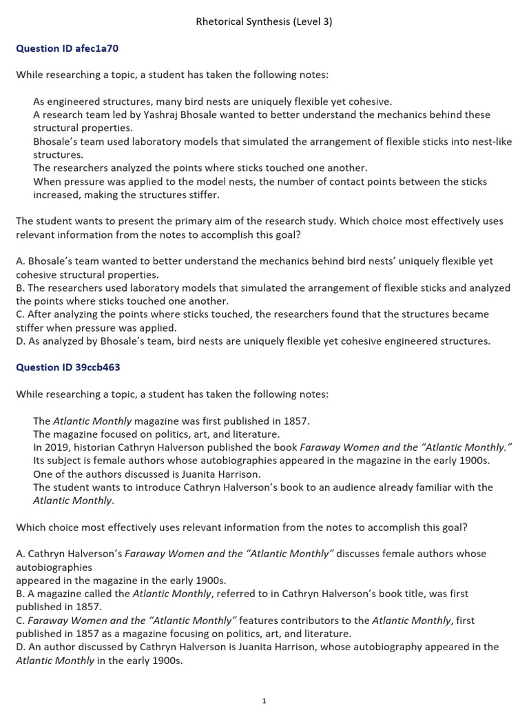 Rhetorical Synthesis L3 (Questions) | PDF | Atmosphere | Angkor