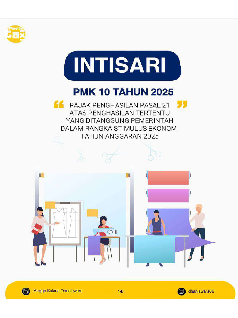 SLIDE SOSMED PAK ANGGA - Resume PMK 10 Tahun 2025 - PPH 21 Pengh Tertentu DTP TH 2025 | PDF