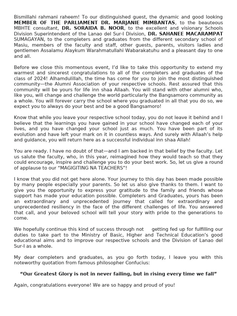Closing Remarks Message | PDF