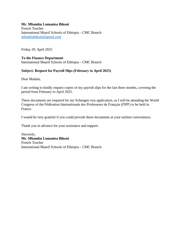 Request For Payroll Slips | PDF