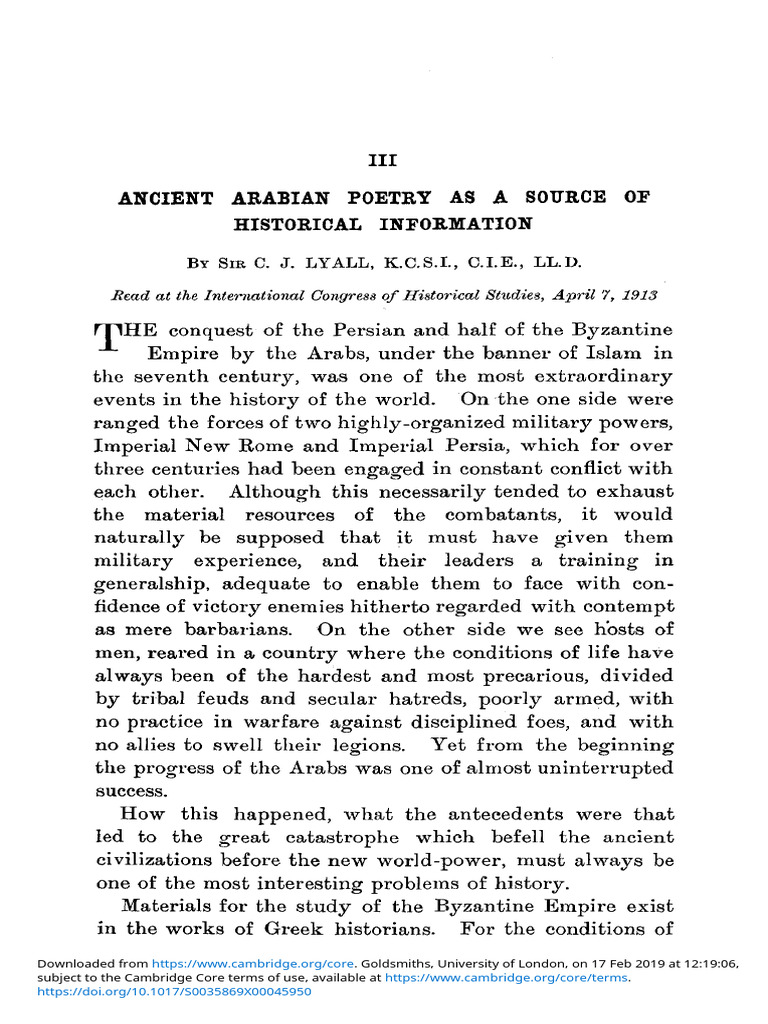 Ancient Arabian Poetry As A Source of Historical Information | PDF ...