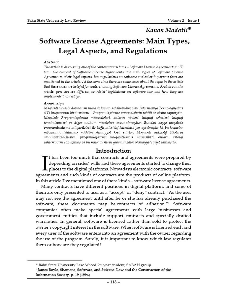 Software License Agreements: Main Types, Legal Aspects, and Regulations ...
