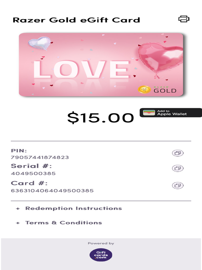 Your Razer Gold EGift Card | PDF