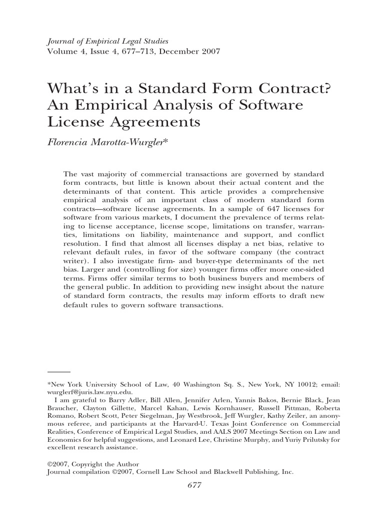 What's in A Standard Form Contract? An Empirical Analysis of Software ...