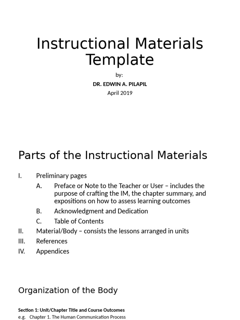 Instructional Materials Template by Dr. Pilapil 2 | PDF | Communication ...