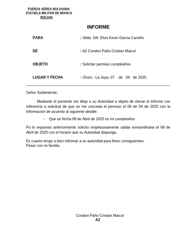 Informe Modelo | PDF