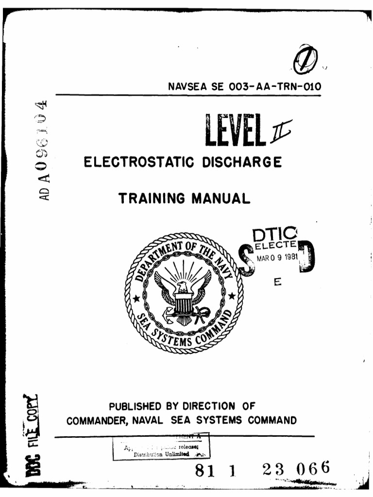 ^^^DTIC_ADA096104 Electrostatic Discharge Training Manual | PDF | Electrostatic Discharge ...