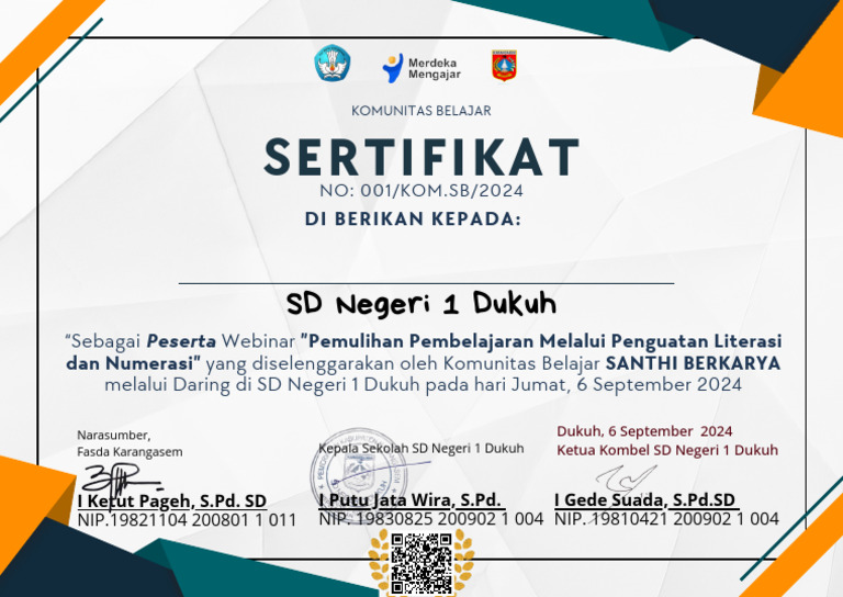 Sertifikat Kombel Santhi Berkarya | PDF