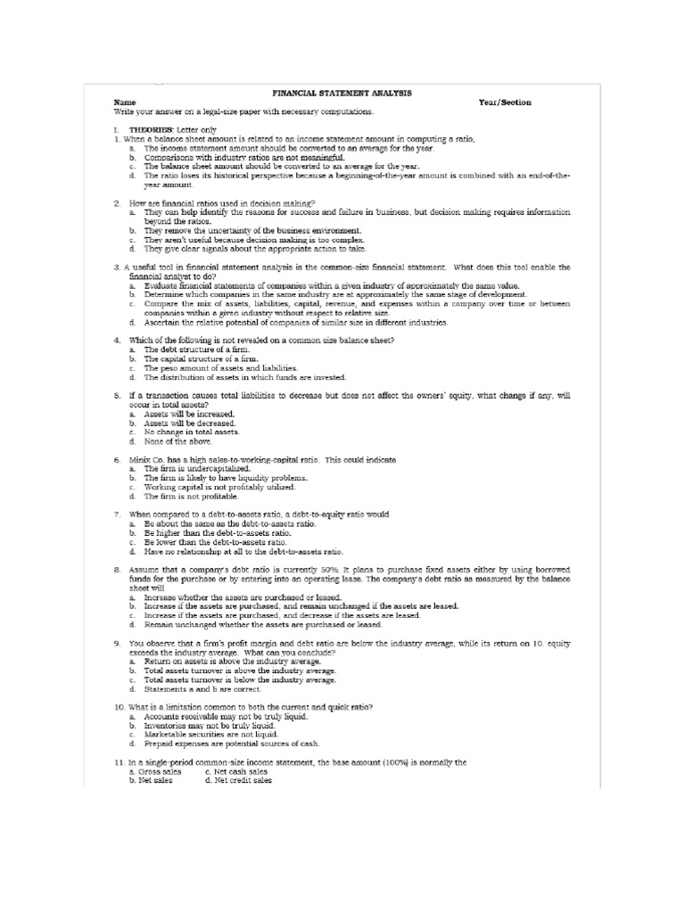 Financial Analysis Seatwork X Assignment | PDF