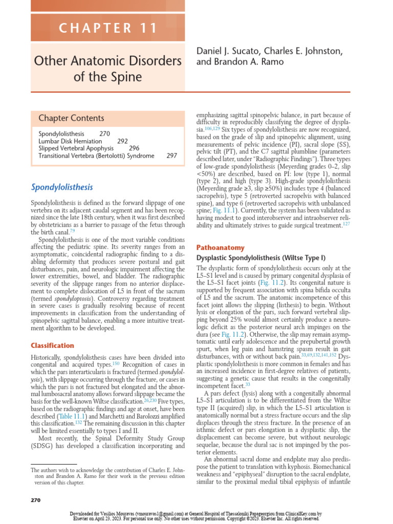 11 . Other Anatomic Disorders of The Spine | PDF | Vertebral Column | Vertebra