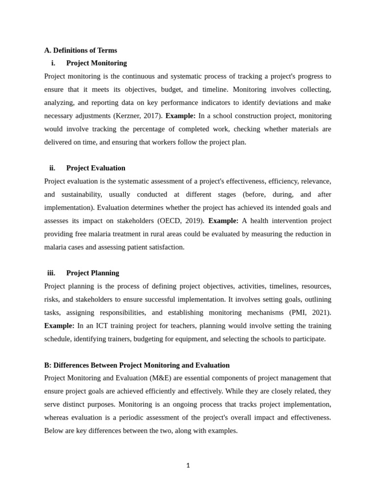 Project Monitoring vs. Evaluation Explained | PDF | Evaluation ...