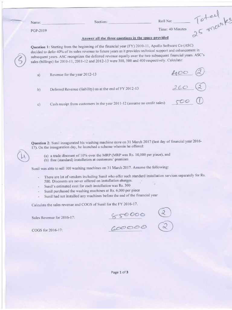 Term1 Fra Quiz3solution | PDF