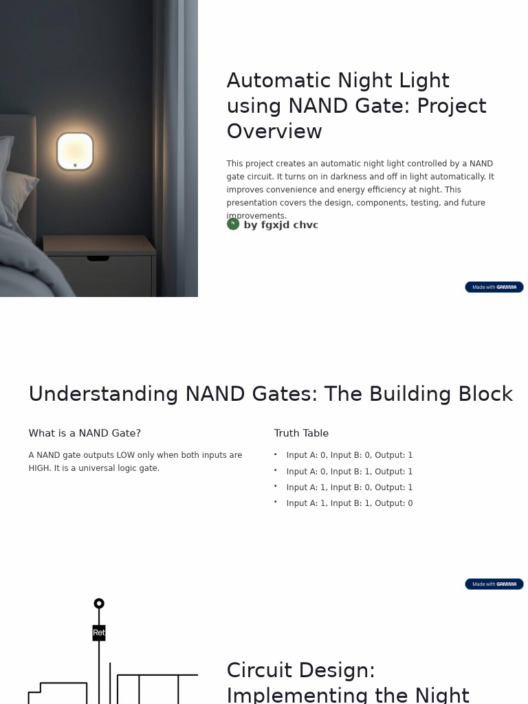 Automatic Night Light Using NAND Gate Project Overview | PDF