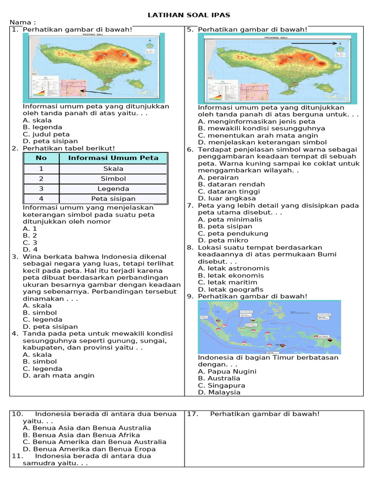 Soal Peta untuk Kelas 4 SD | PDF