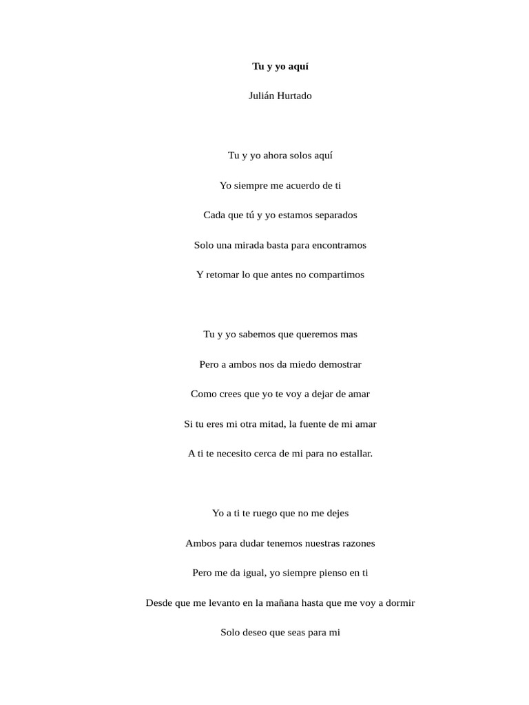 Tu y Yo Aquí | PDF