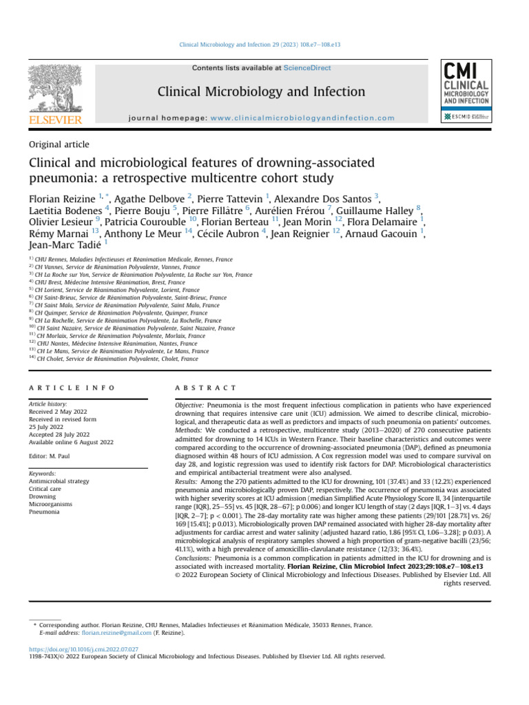 Clinical and Microbiological Features of Drowning | PDF | Intensive ...