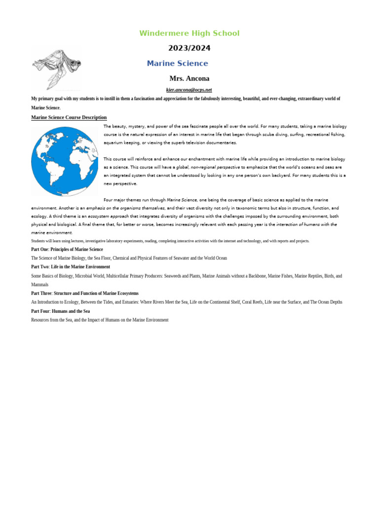 Ancona Marine Biology Syllabus-3 | PDF | Marine Biology | Oceans