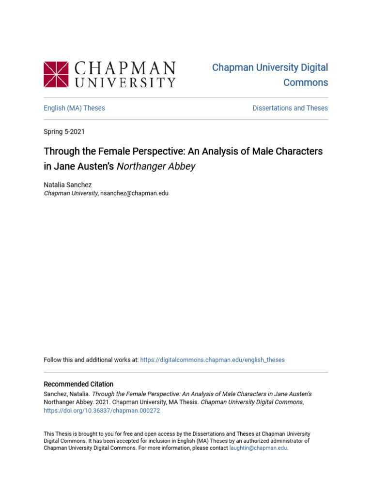 Male Characters in Austen's Northanger Abbey | PDF | Northanger Abbey