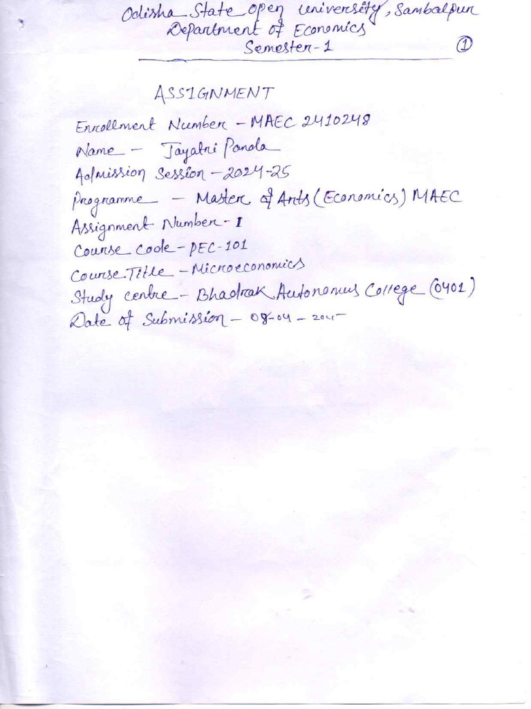 Pec 101 (Assignment) | PDF