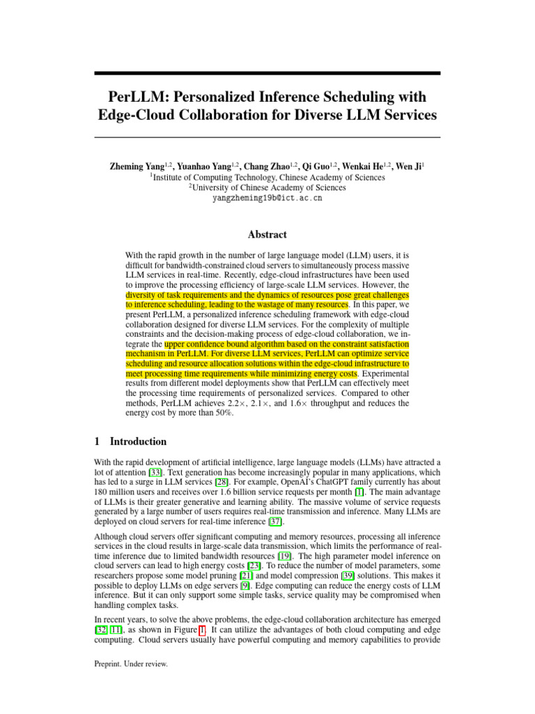 PerLLM Personalized Inference Scheduling With Edge-Cloud Collaboration For Diverse LLM Services ...