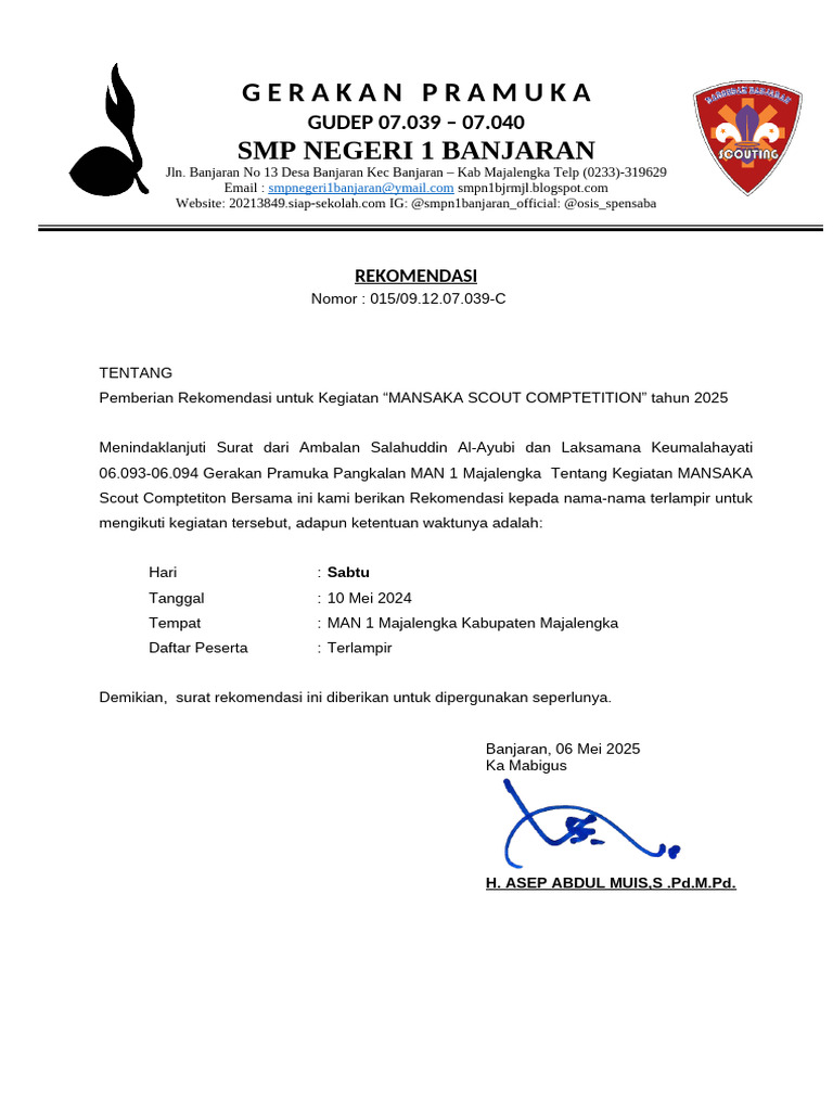 Rekomendasi Pelantikan KMD | PDF